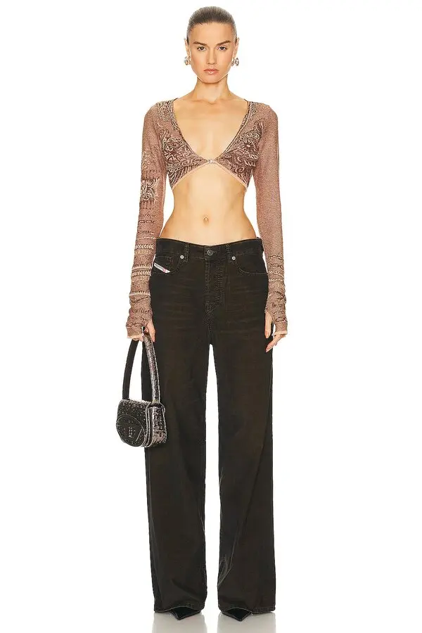 Buy JEAN PAUL GAULTIER Soleil Cropped Long Sleeve Top - Bronze